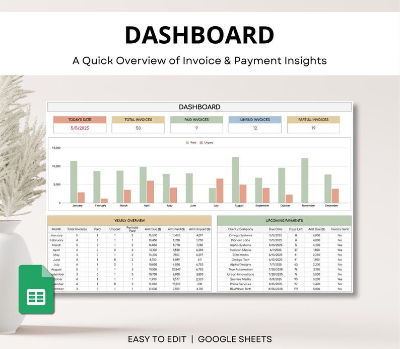 Invoice Tracker Spreadsheet, Invoice Template, Invoice Management Tool ...