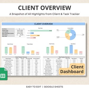 Client Tracker Google Sheets, Client Management Template, CRM Dashboard ...