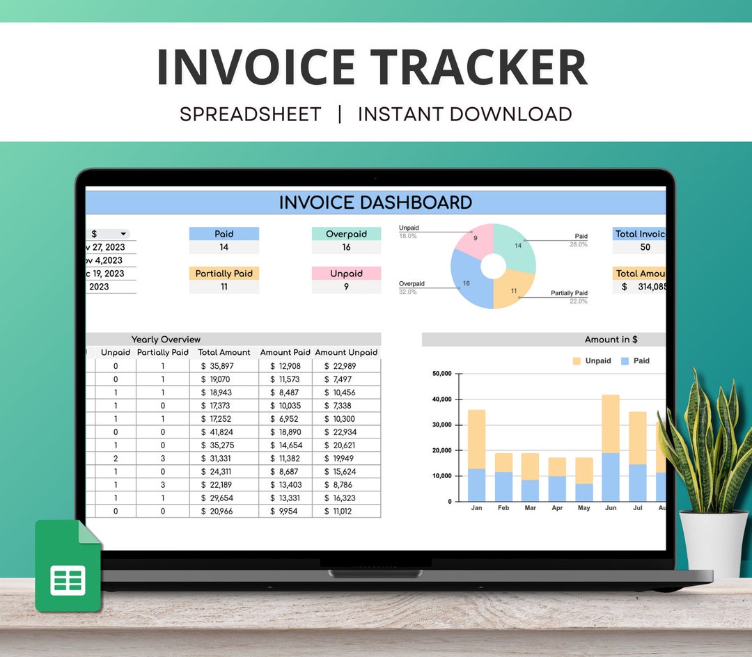 Invoice Tracker Google Sheets, Invoice Tracker Spreadsheet, Invoice ...