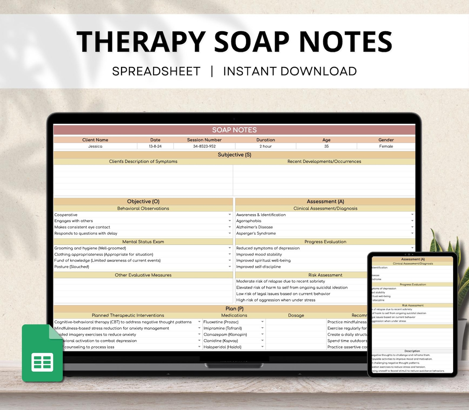 SOAP Note Template, Therapy Progress Notes, SOAP Note Guide, Therapist ...