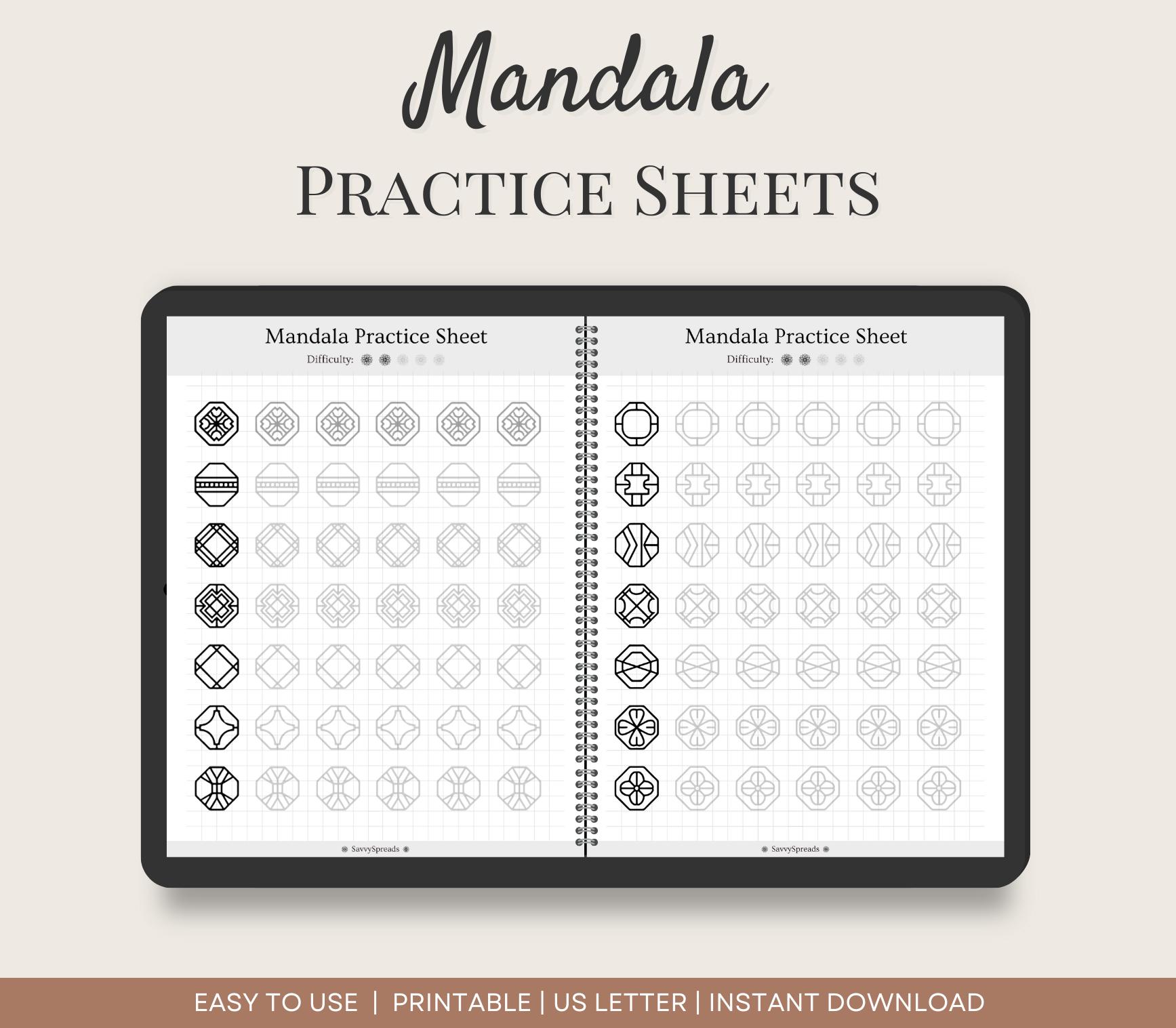 Mandala Pattern Templates for Beginners, Mandala Practice Sheets ...