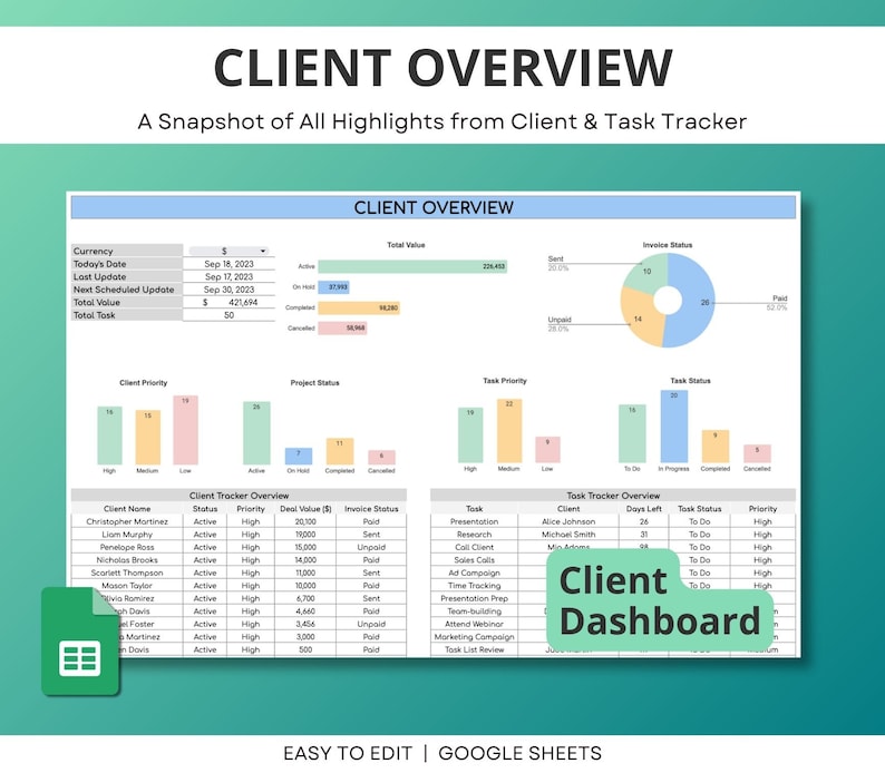 Client Tracker Google Sheets Client Management Template CRM - Etsy Client Tracker Google Sheets Client Management Template CRM - Etsy