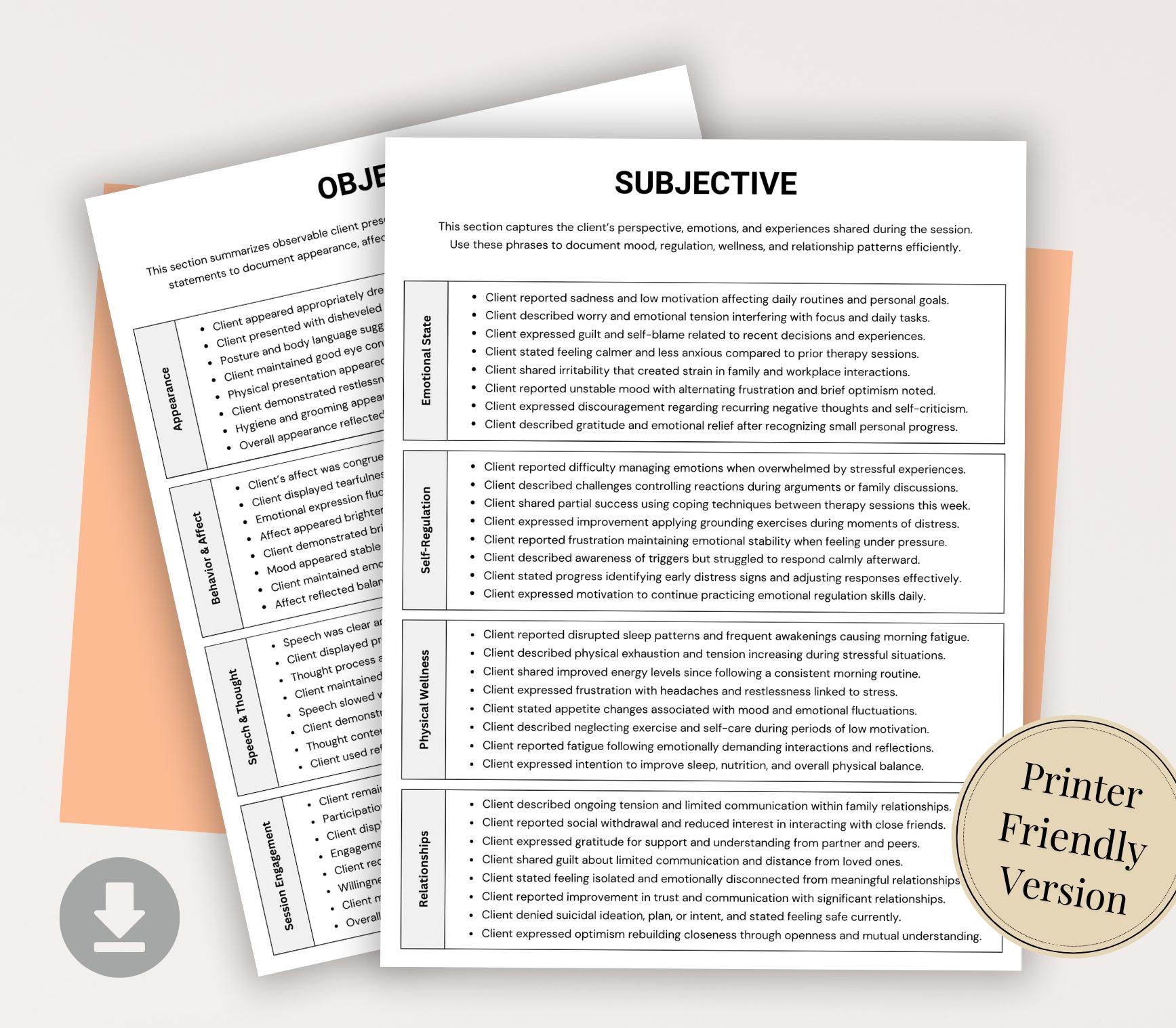 SOAP Progress Notes, SOAP Notes Examples, Therapy Interventions ...