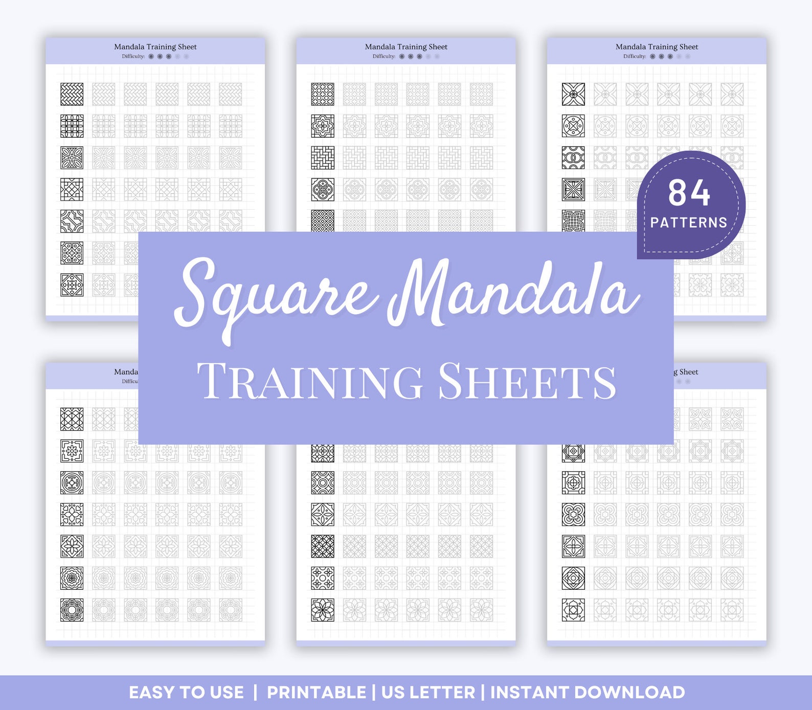 Square Mandala Practice Sheets, Mandala Training Patterns, Mandala ...