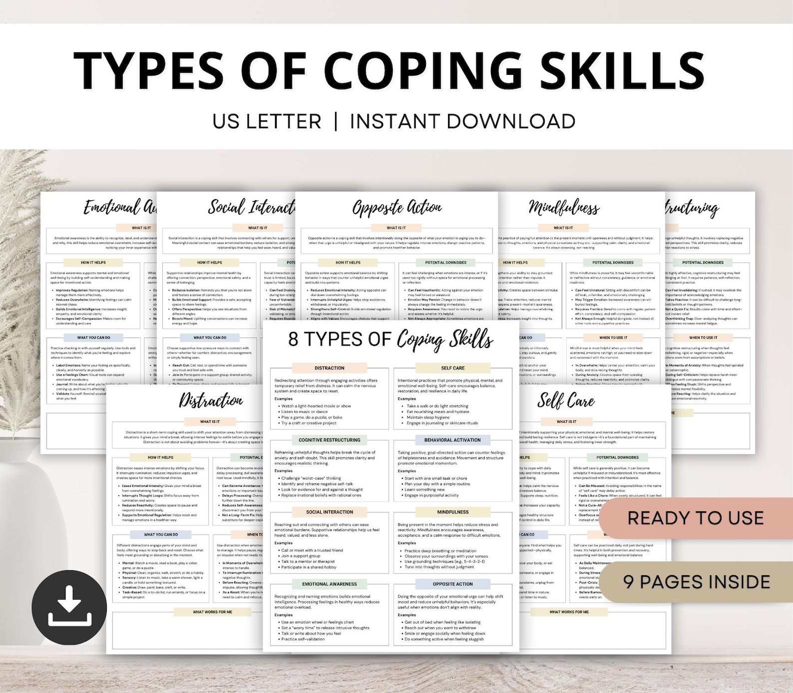 8 Types of Coping Skills Worksheets, Coping Skills Toolkit for ...