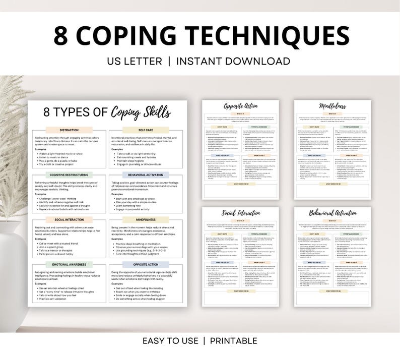 8 Types of Coping Skills Worksheets, Coping Skills Toolkit for ...