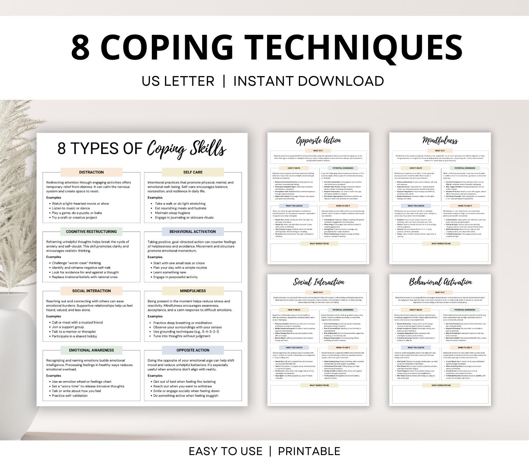 8 Types of Coping Skills Worksheets, Coping Skills Toolkit for ...