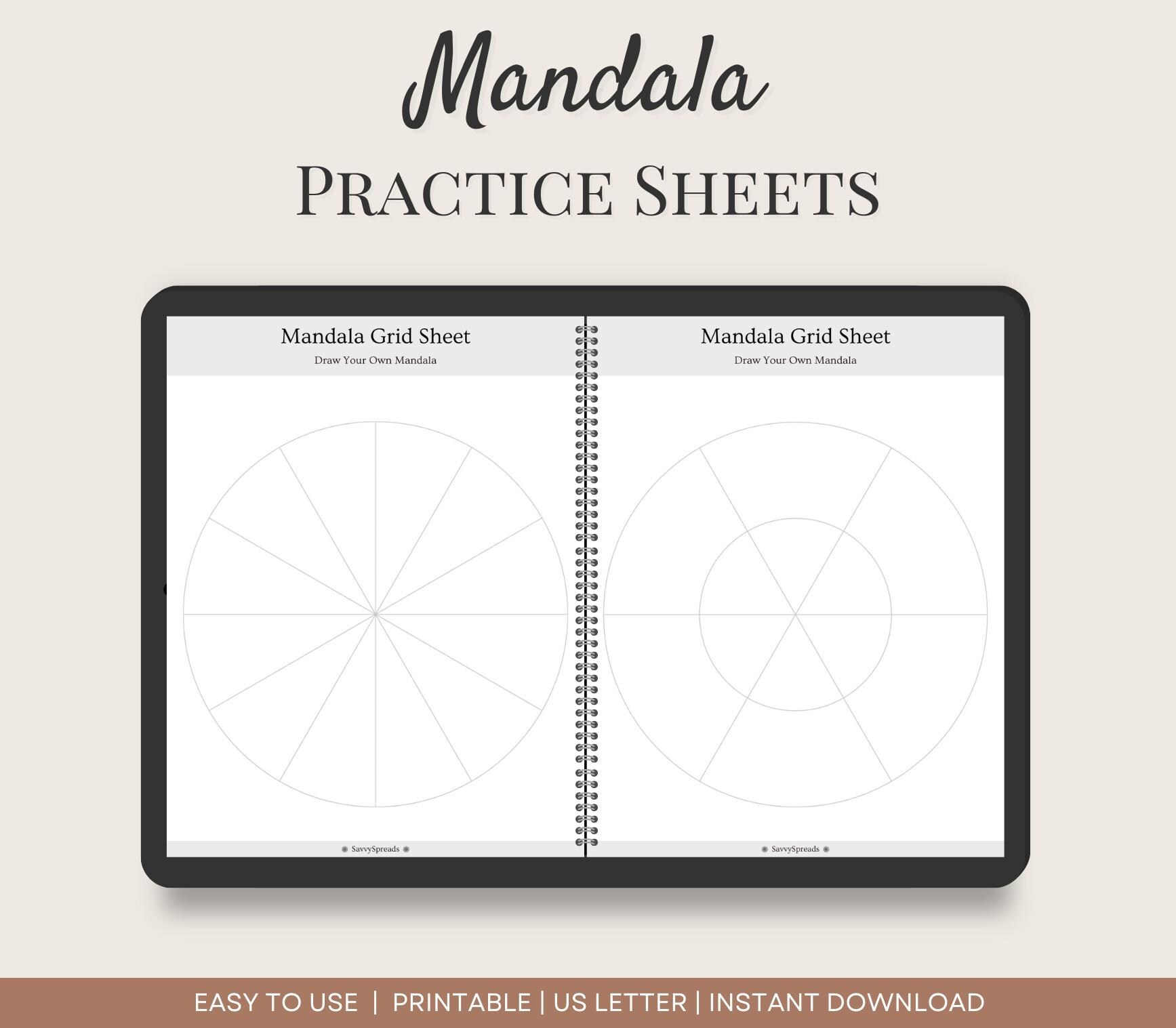 Mandala Grid Sheets, Mandala Practice Sheets, Mandala Training Sheets ...