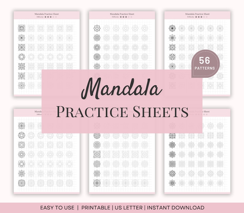Mandala Practice Sheets, Zentangle Pattern Tracing Sheets, Mandala Art ...
