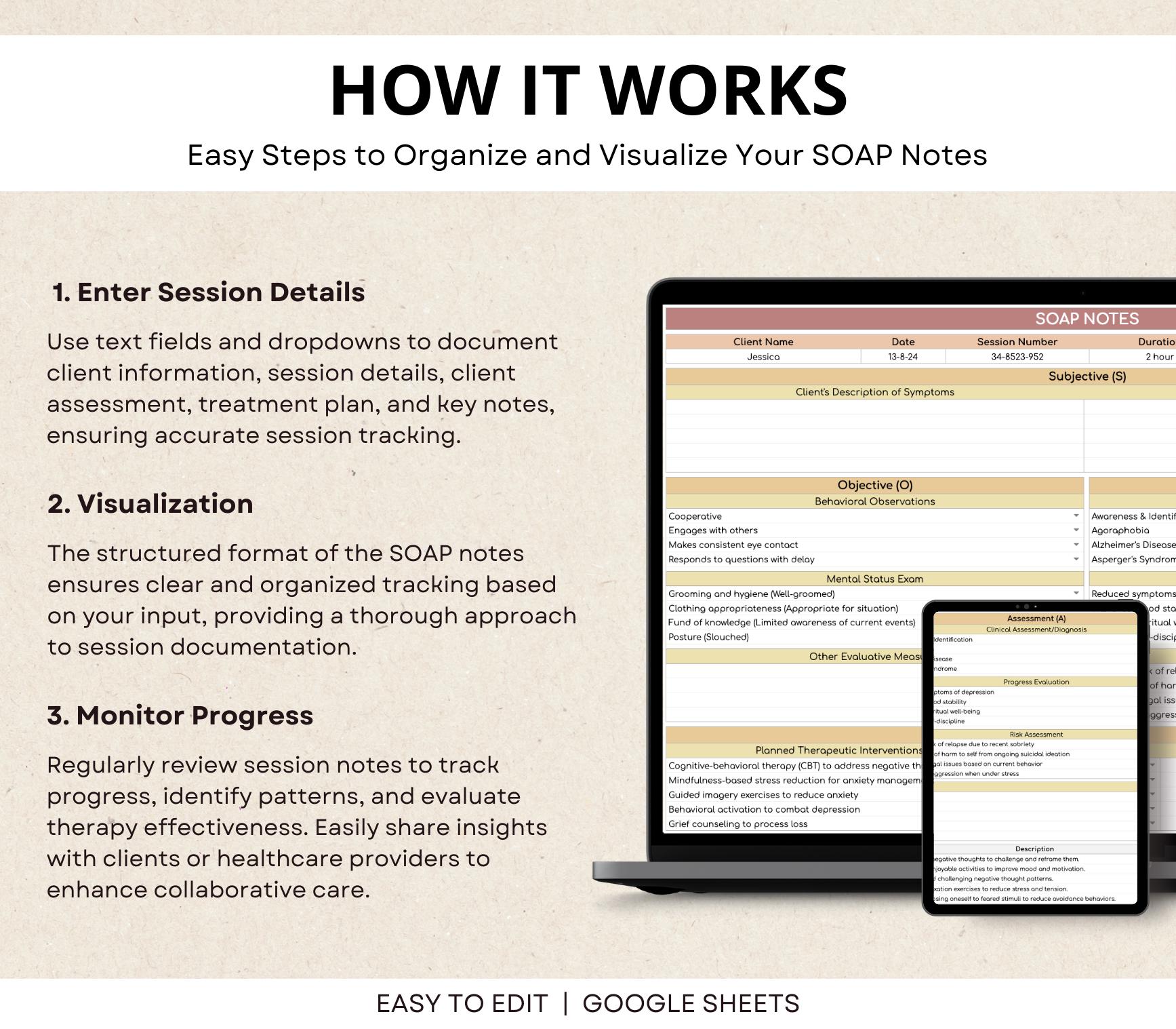 SOAP Note Template, Therapy Progress Notes, SOAP Note Guide, Therapist ...