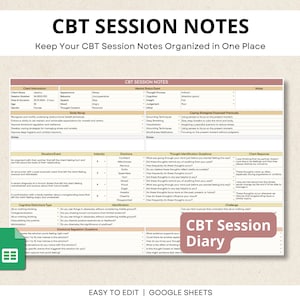 CBT Therapy Session Notes Template, Cognitive Behavioral Session ...