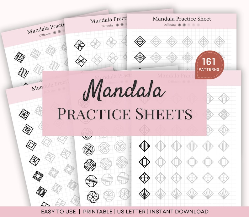 Mandala Practice Sheets for Beginners, Mandala Training Sheets, Adult ...
