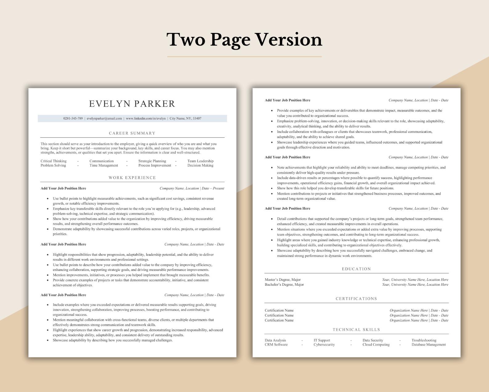 ATS Friendly Resume Template for Google Docs, Word, Pages, ATS ...