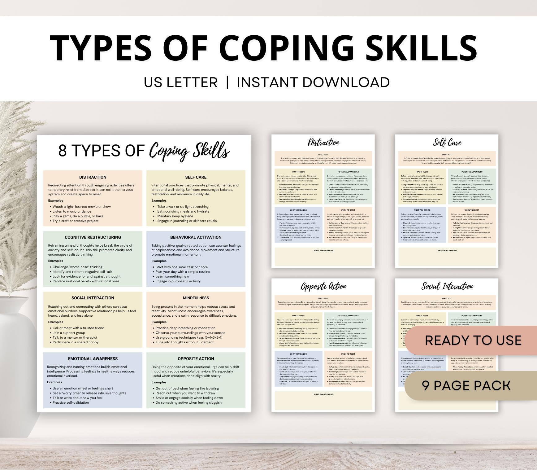8 Types of Coping Skills Toolkit for Emotional Regulation, Coping ...