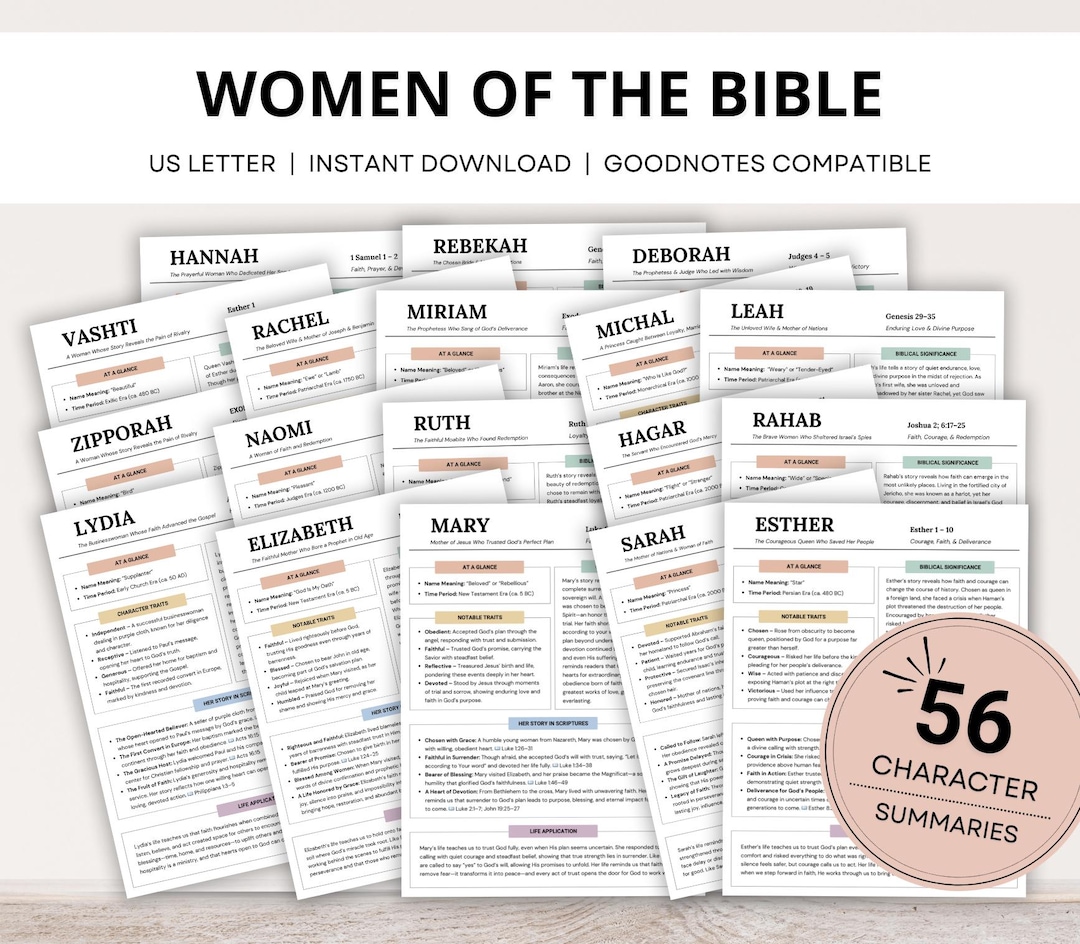 Women of the Bible Character Study Guide, 56 Women in the Bible ...