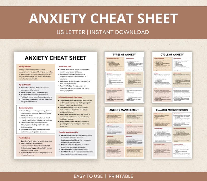 Anxiety Cheat Sheets, Anxiety Worksheets, Coping Skills, Anxiety Relief ...