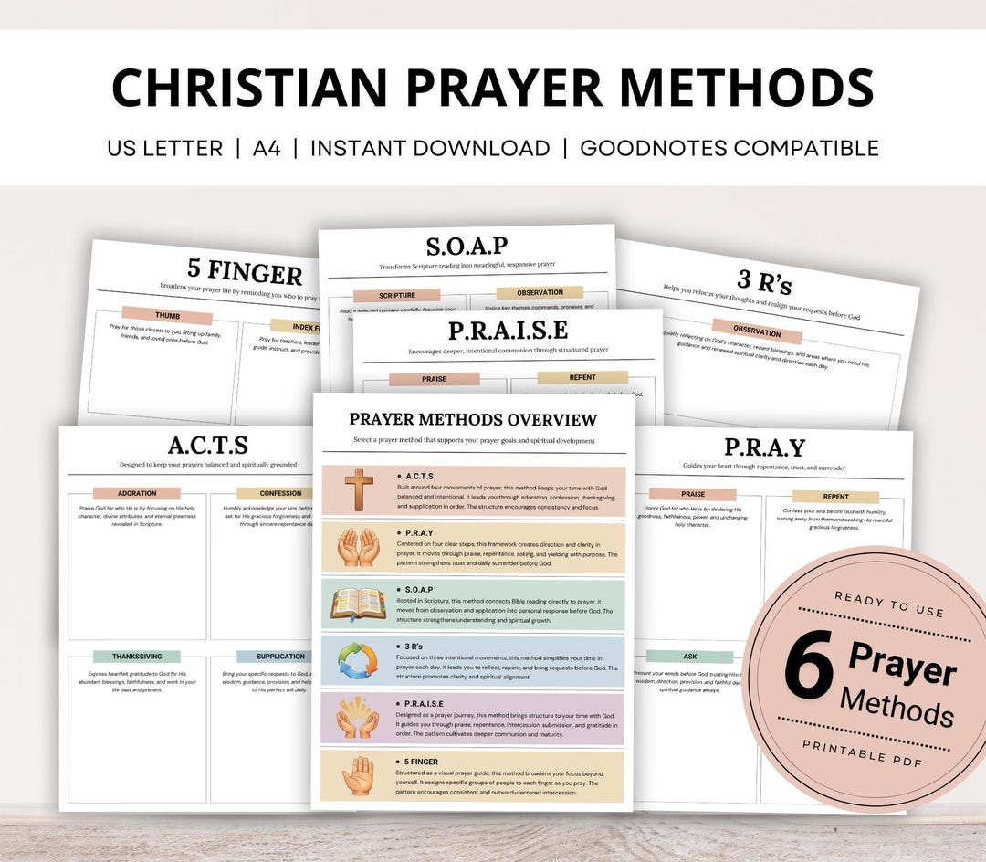 Christian Prayer Methods Guide, Bible Prayer Journal, Bible Study ...