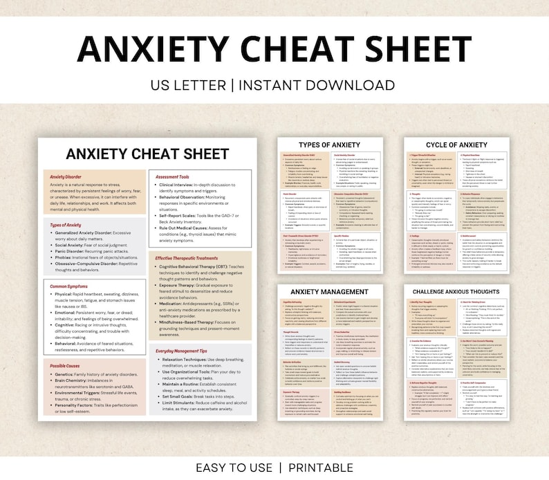 Anxiety Cheat Sheets, Anxiety Worksheets, Coping Skills, Anxiety Relief ...