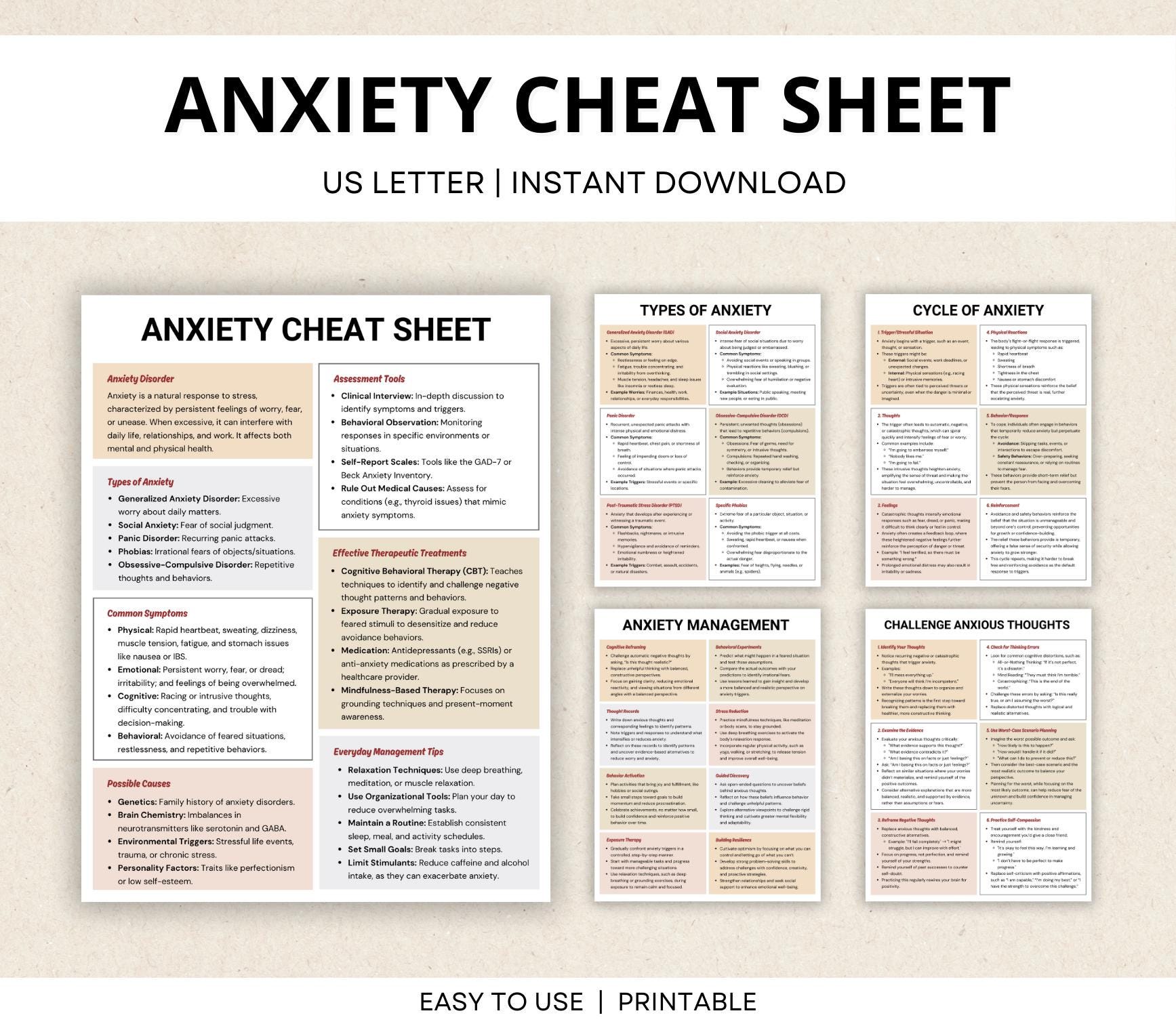 Anxiety Cheat Sheets, Anxiety Worksheets, Coping Skills, Anxiety Relief ...