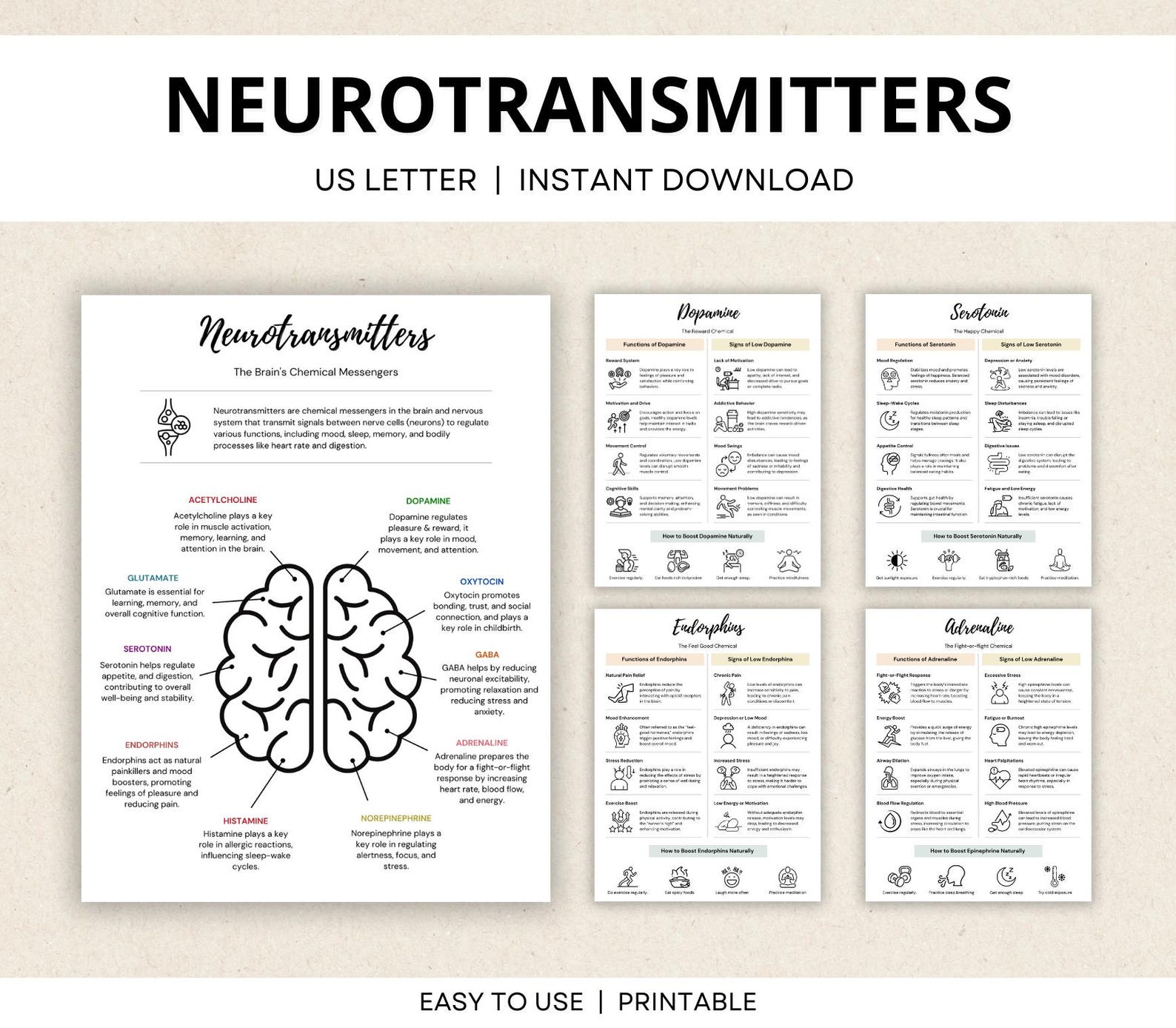 Neurotransmitters Cheat Sheets, Brain Chemistry, Neuropsychology, Happy ...