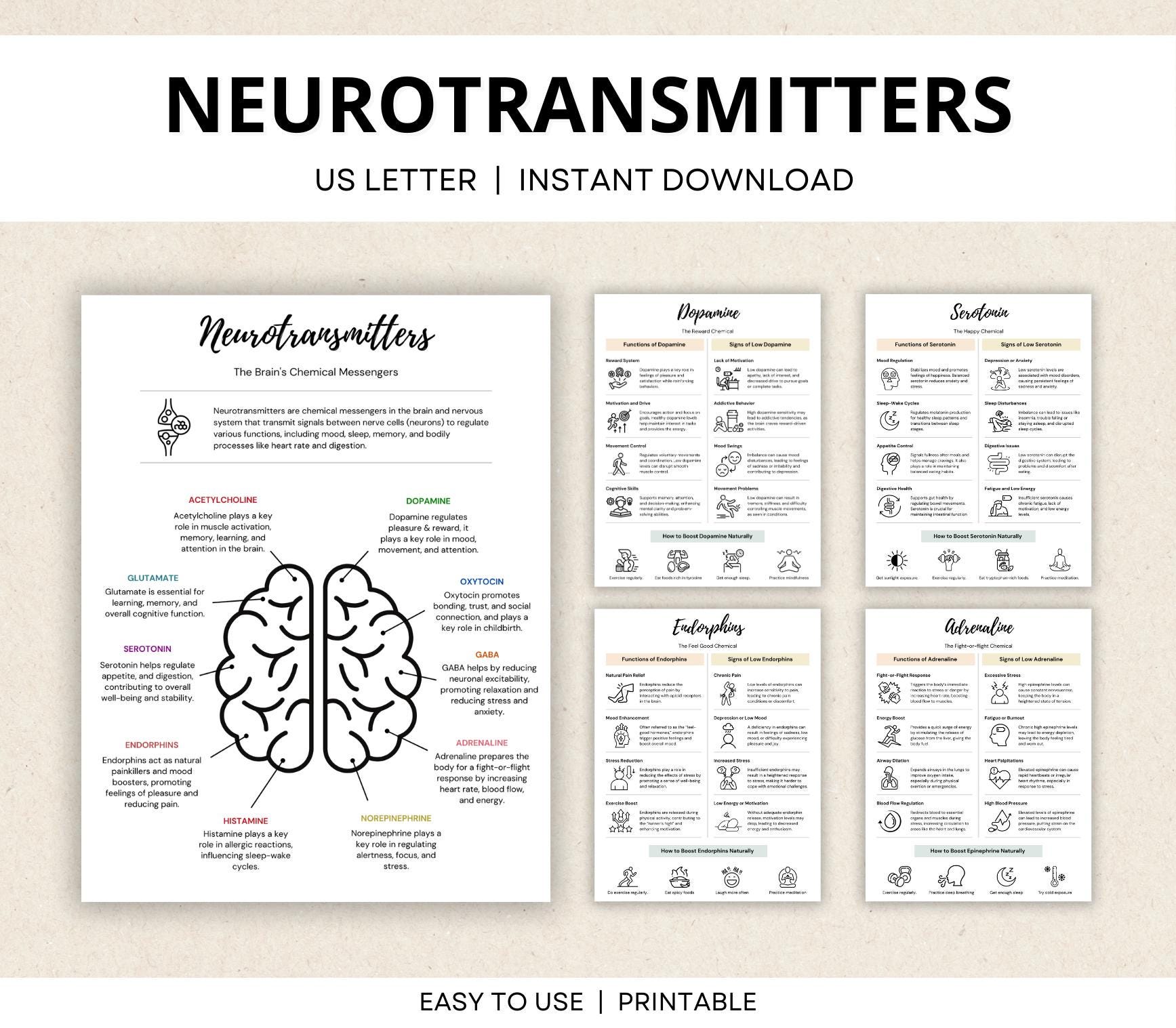 Neurotransmitters Cheat Sheets, Brain Chemistry, Neuropsychology, Happy ...