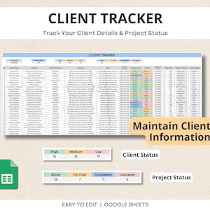 Client Tracker Google Sheets, Client Management Template, CRM Dashboard ...