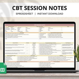 CBT Therapy Session Notes Template, Cognitive Behavioral Session ...