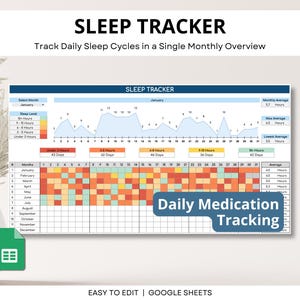 Sleep Tracker Google Sheet, Monthly Sleep Log, Sleep Analysis, Sleep Diary, Insomnia Tracker ...