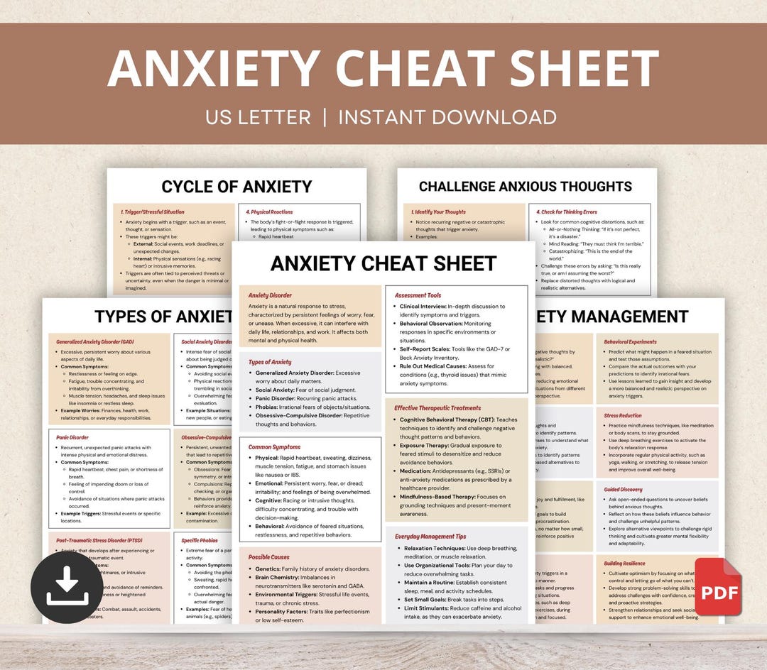 Anxiety Cheat Sheets, Anxiety Worksheets, Coping Skills, Anxiety Relief ...