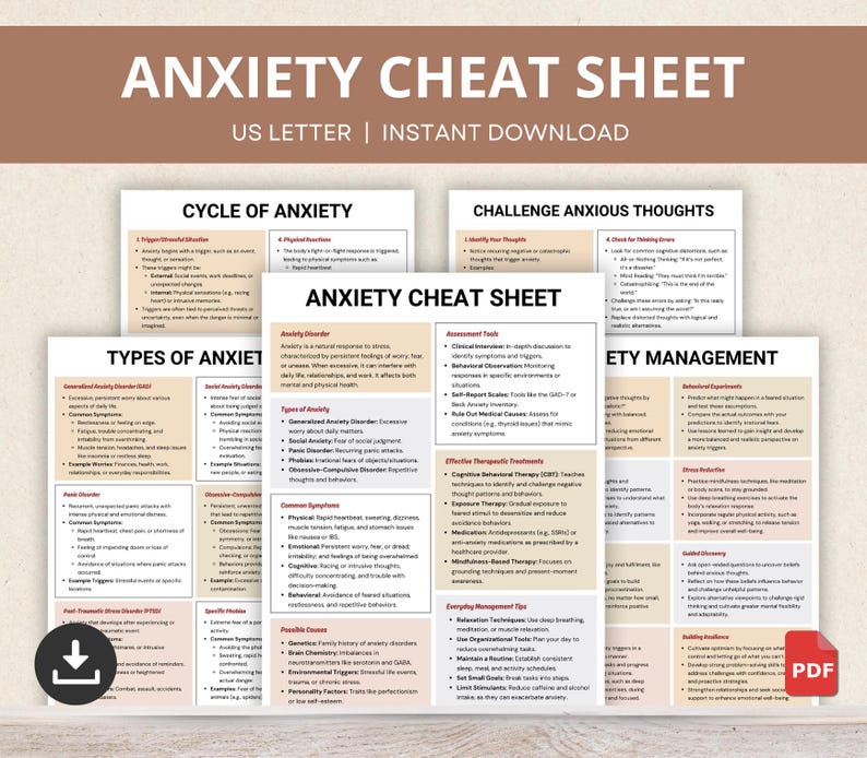 Anxiety Cheat Sheets, Anxiety Worksheets, Coping Skills, Anxiety Relief ...