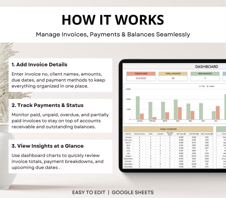 Invoice Tracker Spreadsheet, Invoice Template, Invoice Management Tool, Client Payment Tracker ...