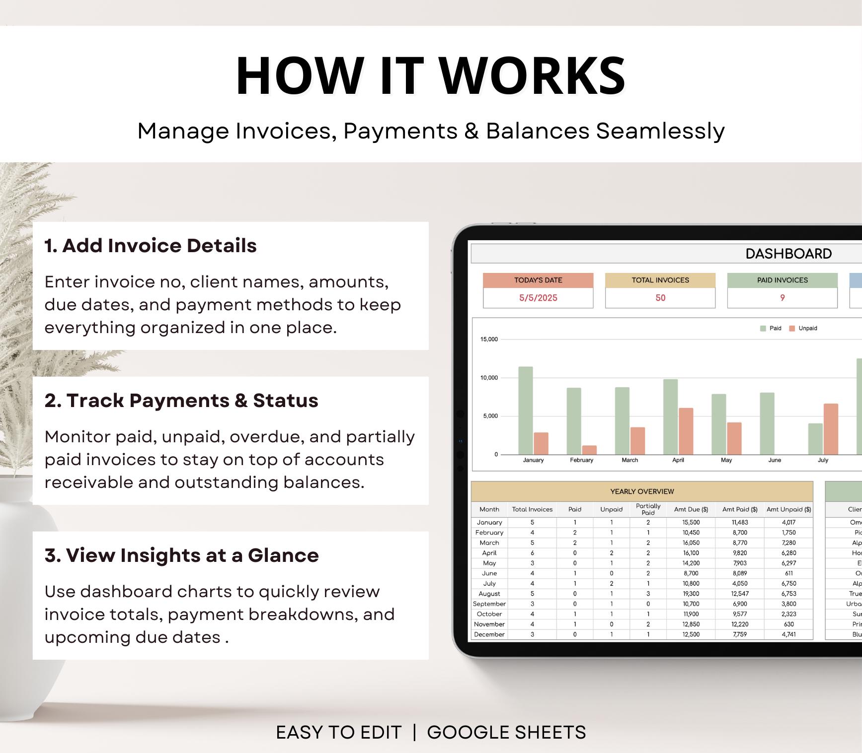 Invoice Tracker Spreadsheet, Invoice Template, Invoice Management Tool ...