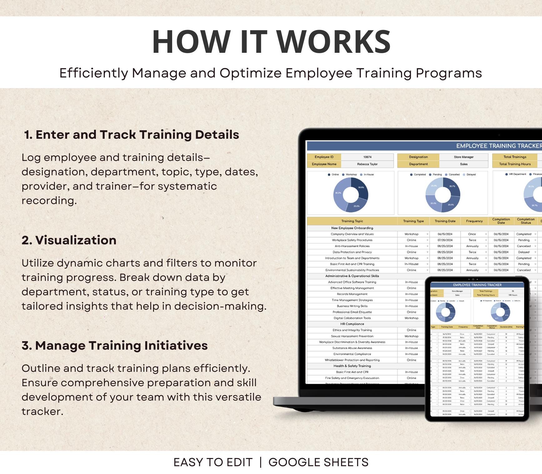Employee Training Planner & Tracker Google Sheets, Employee Training ...