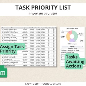 Decision Matrix Google Sheets, Task Priority Tracker, Task Management Tracker, Priority ...