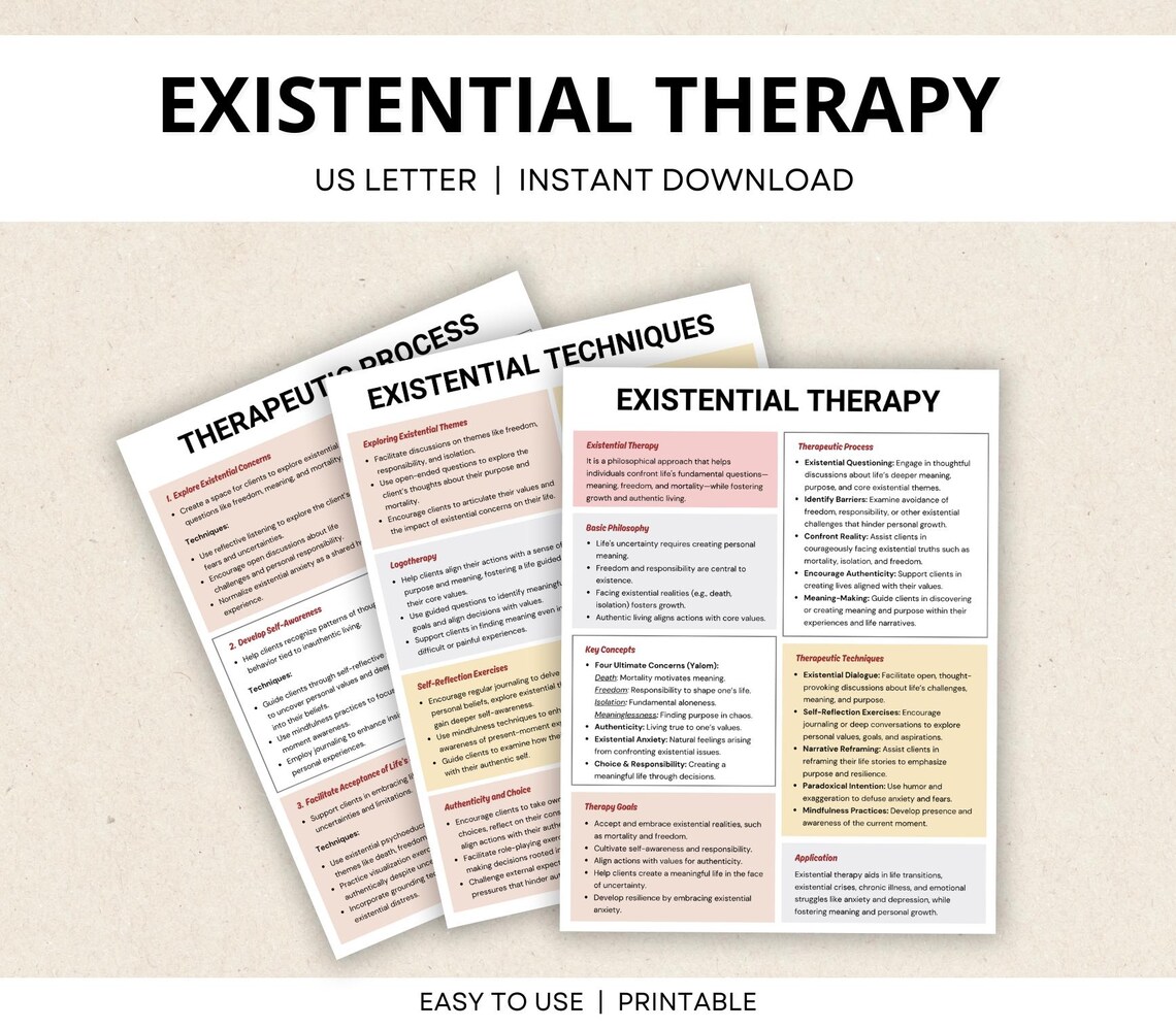 Existential Therapy Cheat Sheets, Existential Crisis, Positive ...