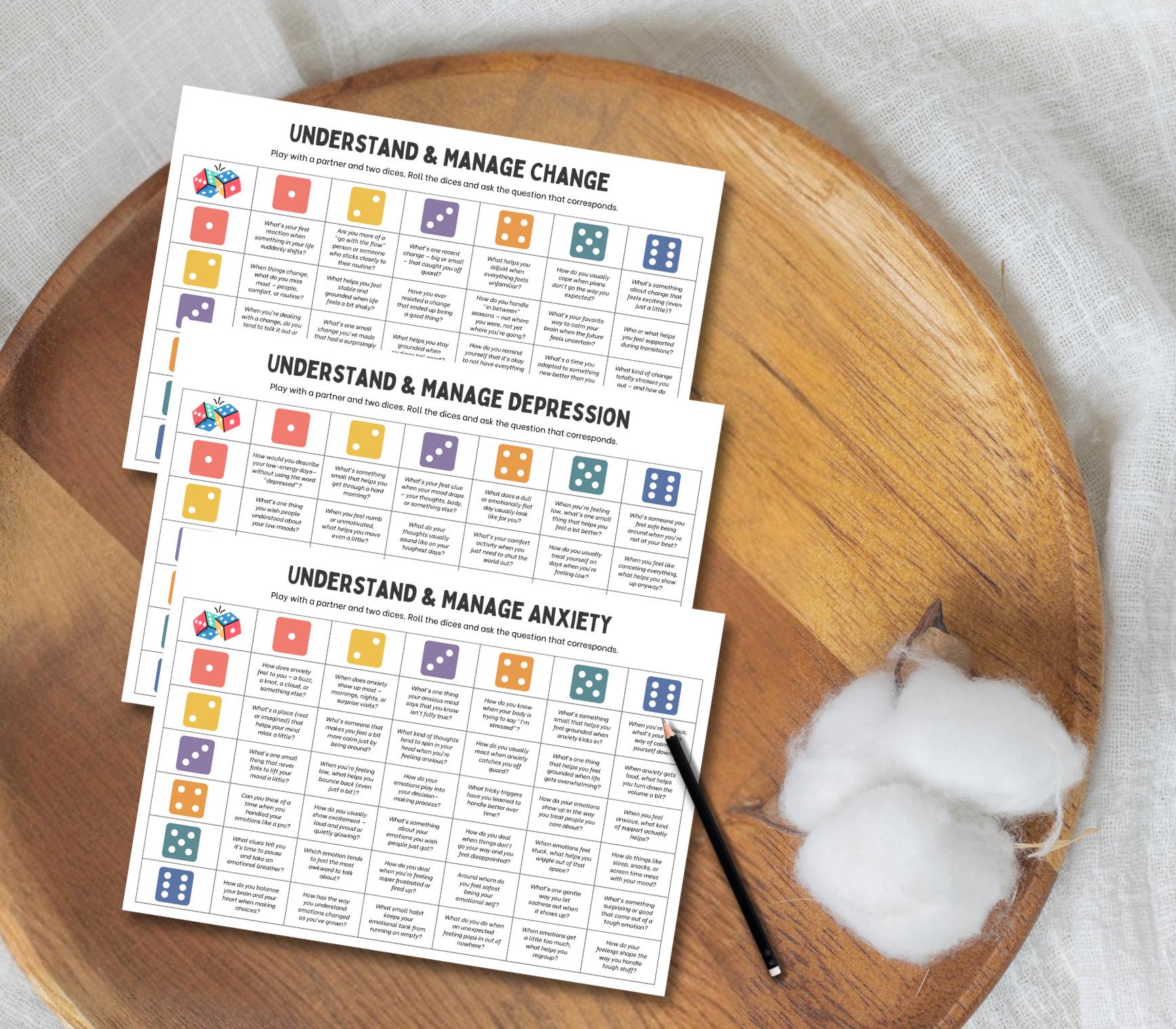 School Counseling Dice Game for Teens, Youth Group Therapy Game ...