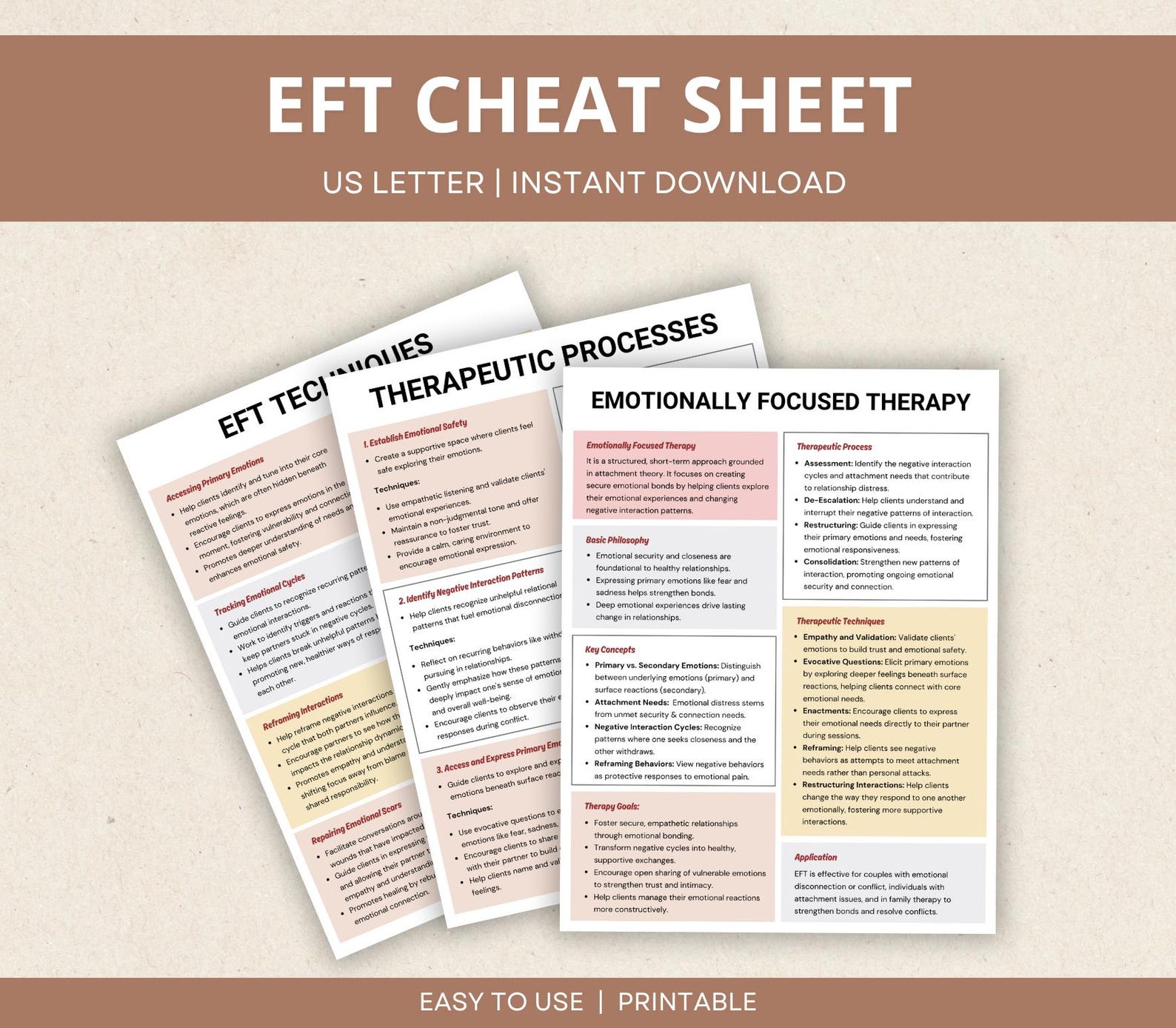 Emotion Focused Therapy Cheat Sheets, Couples Counseling, EFT Cheat Sheets, EFT Worksheets ...