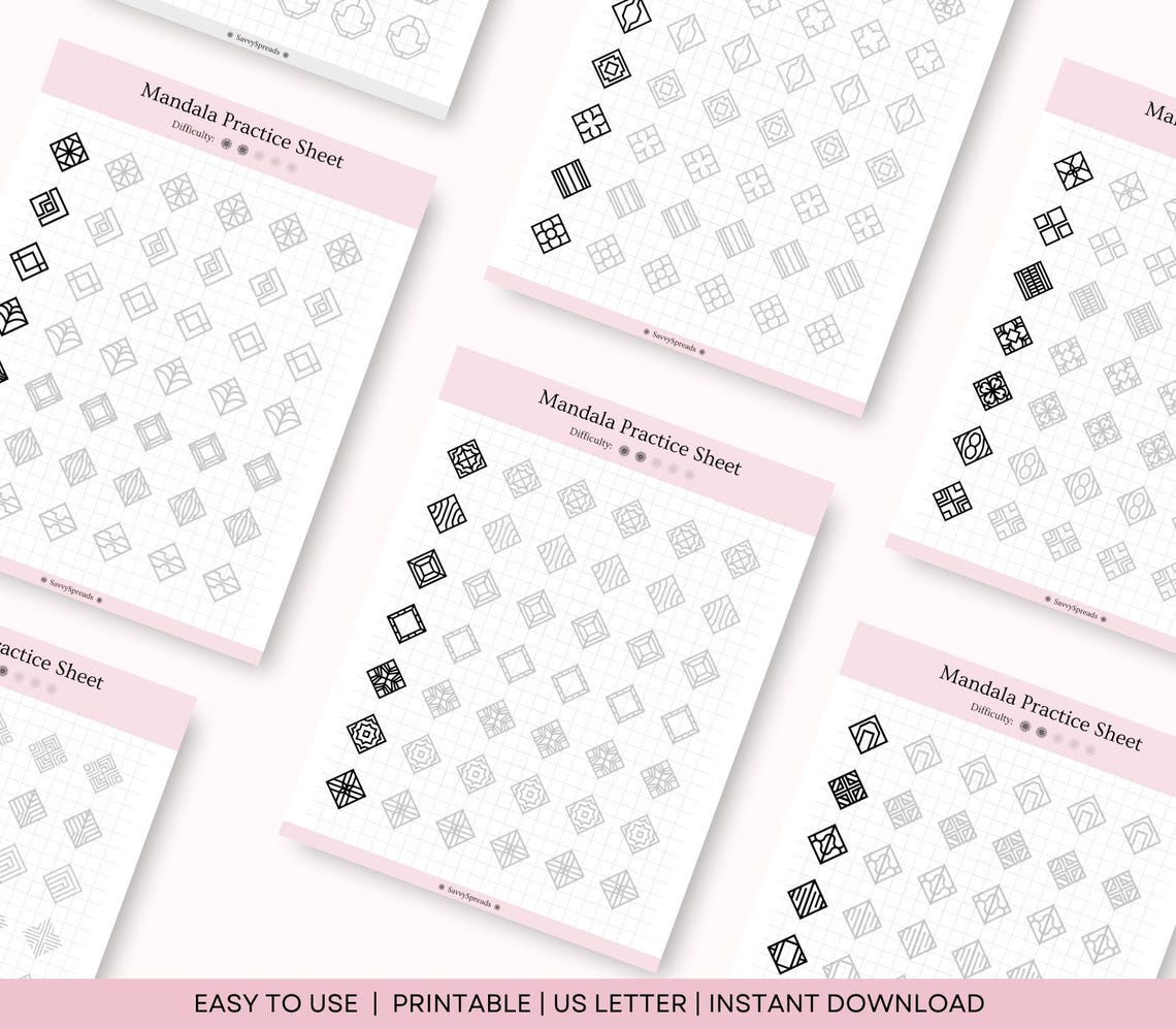 Mandala Practice Sheets for Beginners, Mandala Training Sheets, Adult ...