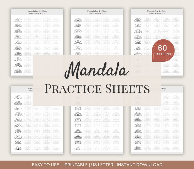 Mandala Practice Sheets, Mandala Training Patterns, Mandala Art Therapy ...