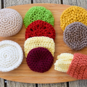 Handmade Crochet Burger & Chips Play Food Set 10pc W/ Calico Carry Bag ...