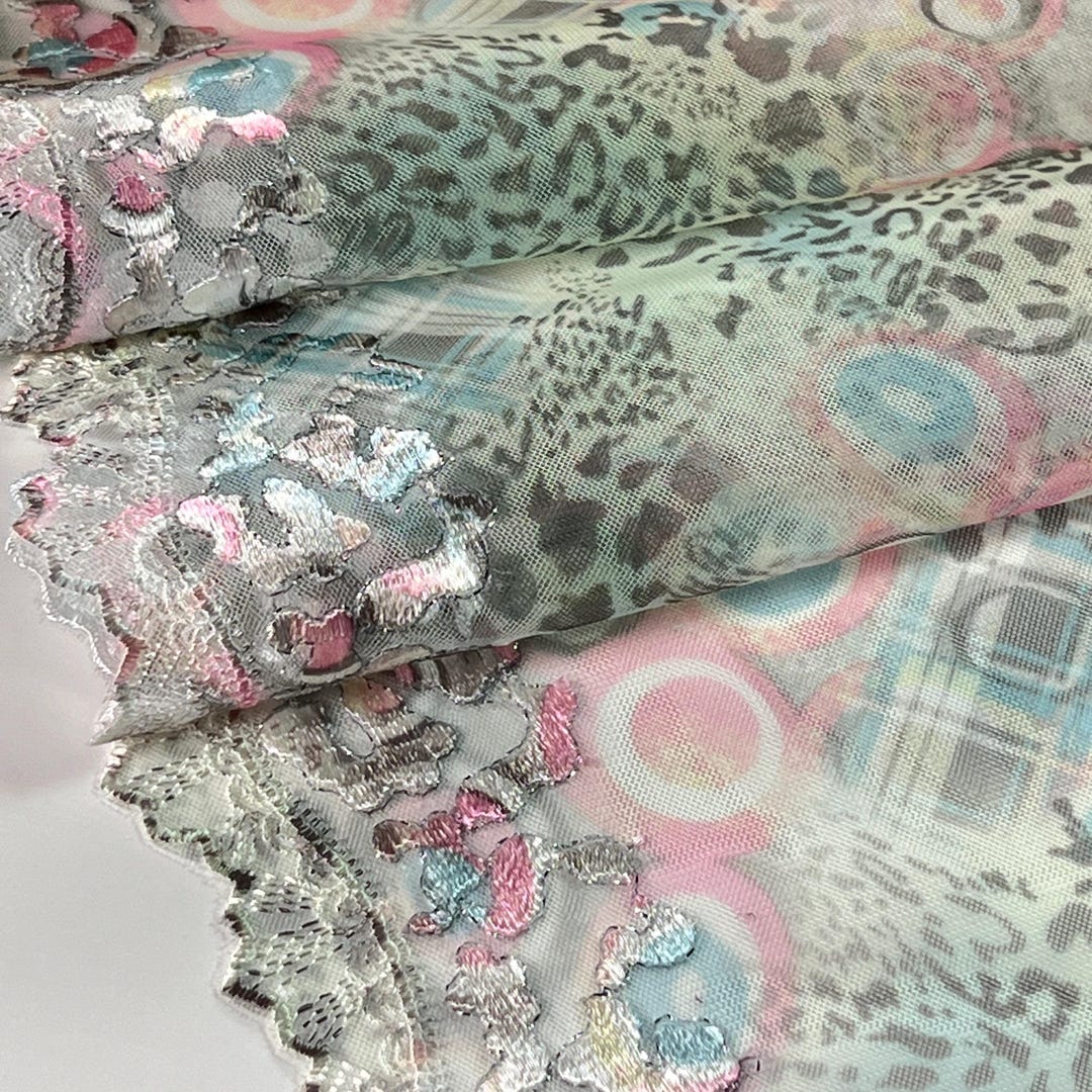 Carnival Mirage Lace – Multicolor Animal Print Embroidered Mesh Lace by ...