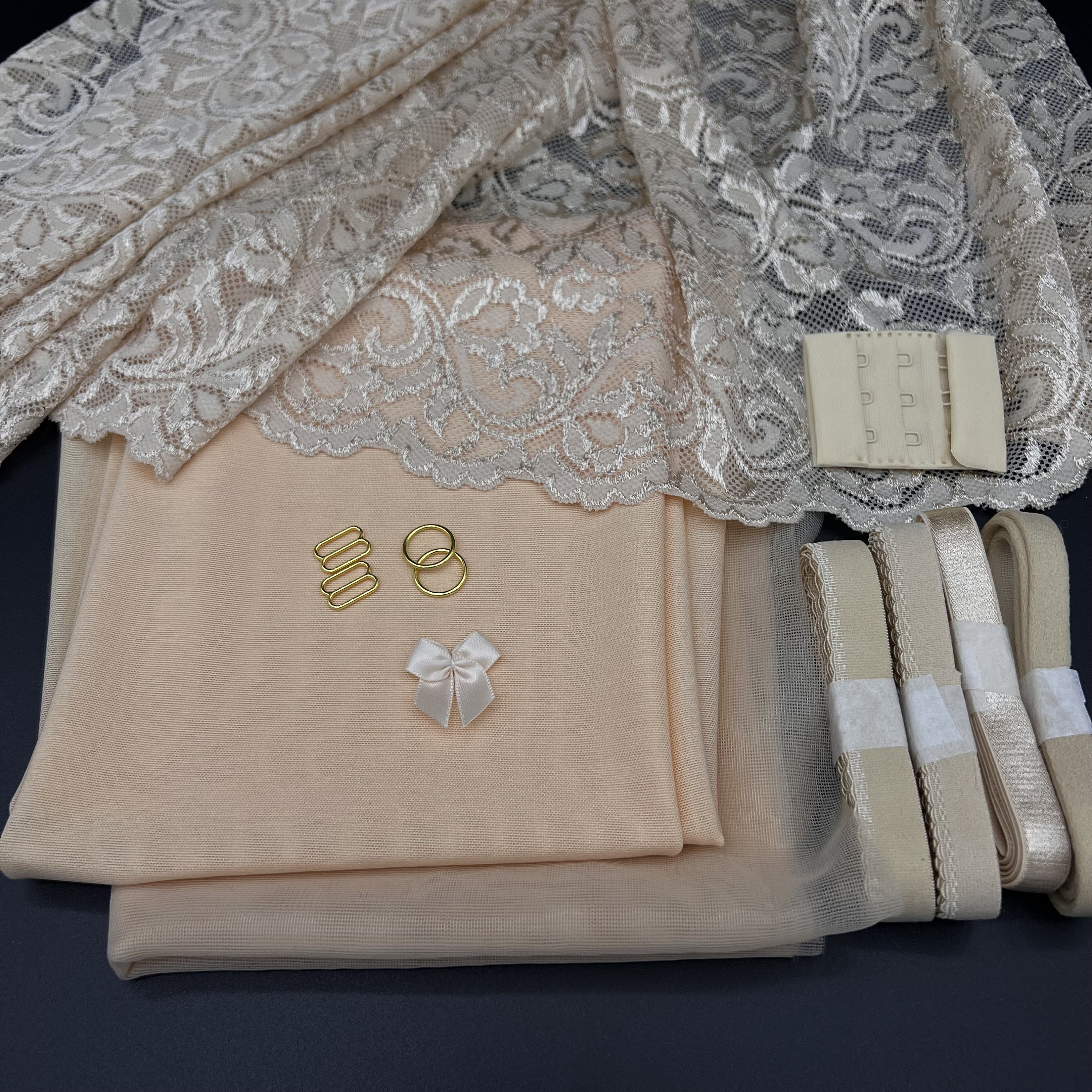 Bra Making Kit Stretch Lace Bra Kit Bra Sewing Kit Beige Bra Kit ...