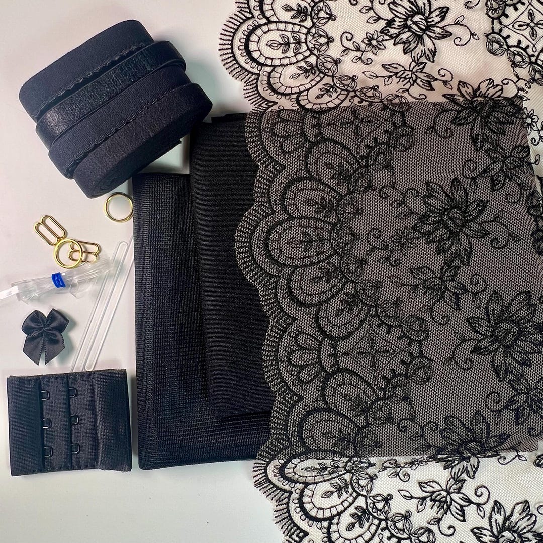 Bra Making Kit | Embroidered Tulle Lace Bra Kit | Bra Sewing Kit ...