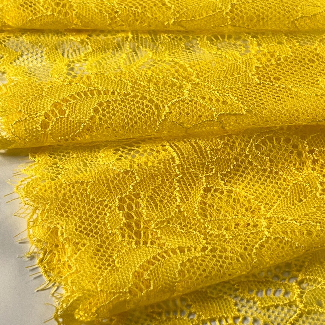Sunny Yellow - Premium Nylon Stretch Lace by the Yard - Bright Yellow ...
