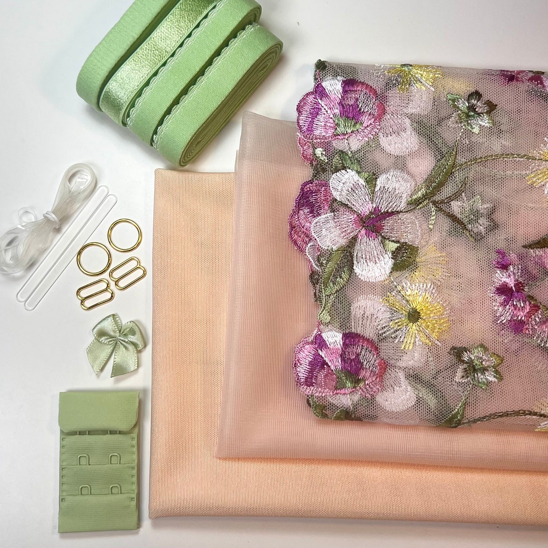 Bra Making Kit | Embroidered Tulle Lace Bra Kit | Bra Sewing Kit ...