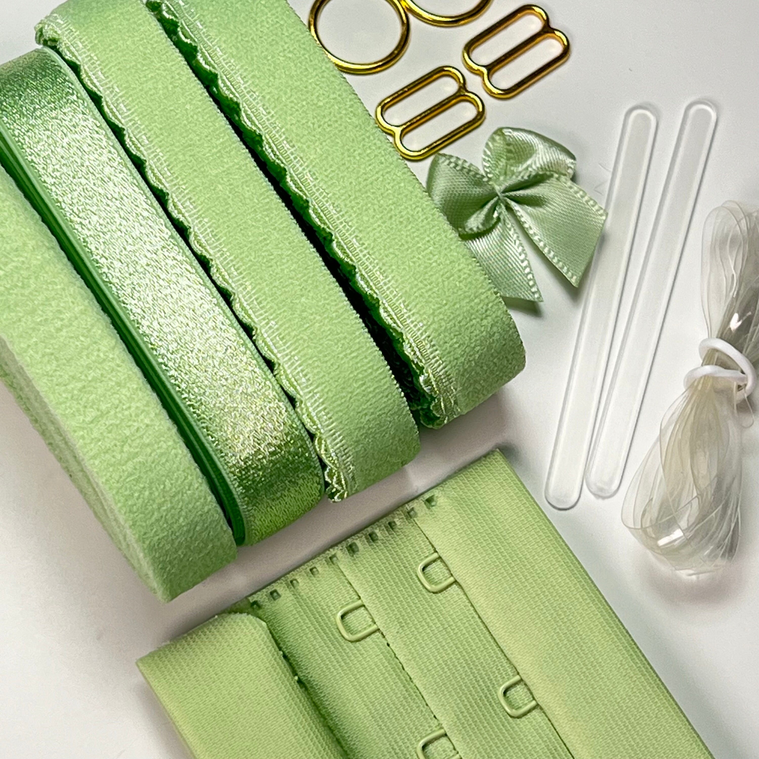 Paradise Green Bra Findings Kit – Lingerie Elastic, Hook and Eye, Bones ...