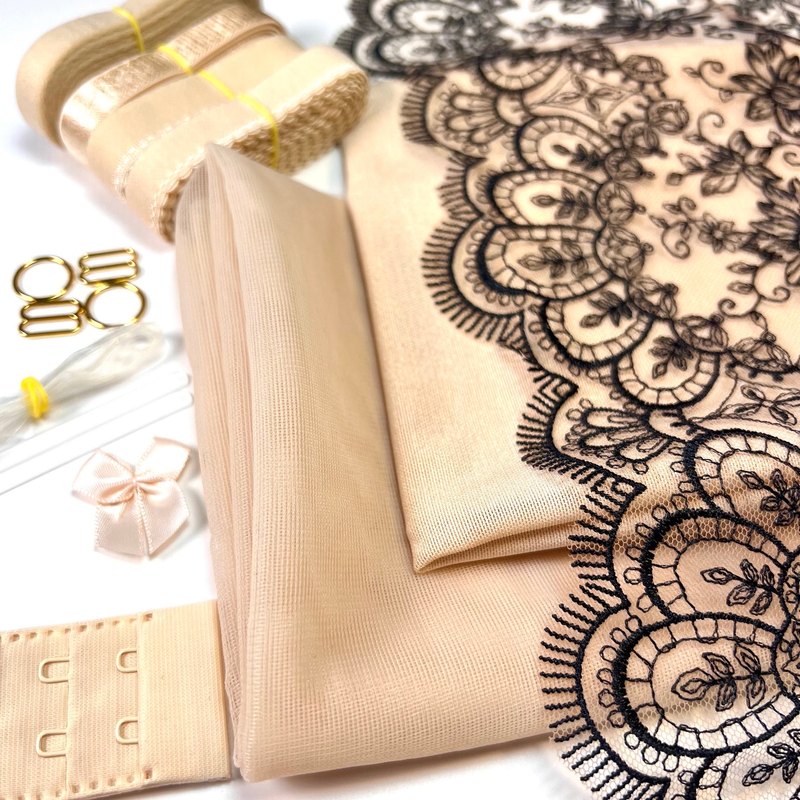 Bra Making Kit Embroidered Tulle Bra Sewing Kit Pink Bra Kit Bralette ...