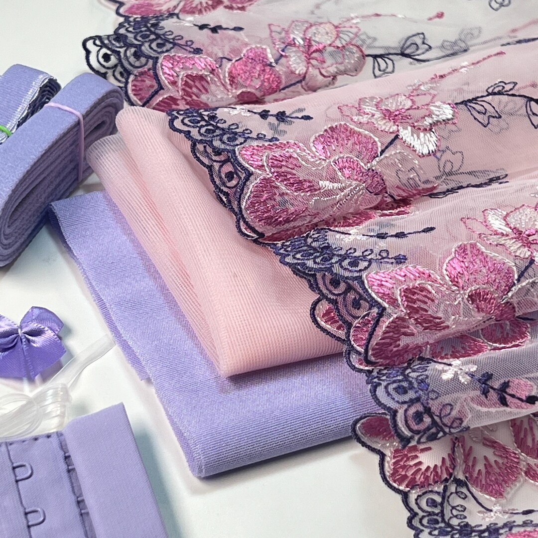 Blush Orchid Bra Making Kit | Embroidered Tulle Lace Non Stretch | Bra ...