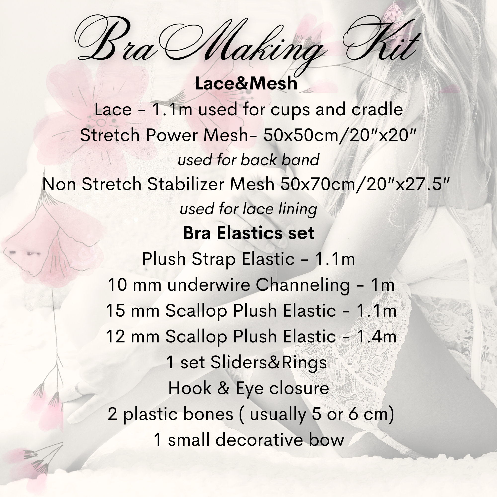 Bra Making Kit | Stretch Lace Bra Kit | Bra Sewing Kit | Beige Bra Kit ...