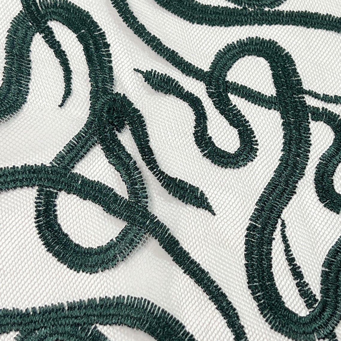 Venom Bloom Embroidered Lace – Navy or Emerald Snake Pattern on ...